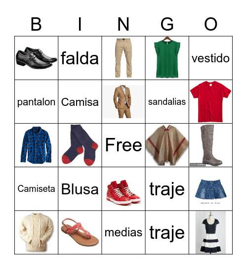 Ropa Bingo Card