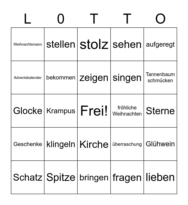 Weihnachten Bingo Card