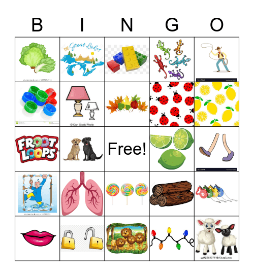 Initial L Bingo Card