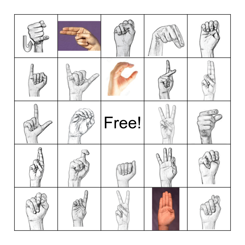 ASL Alphabet Bingo Card