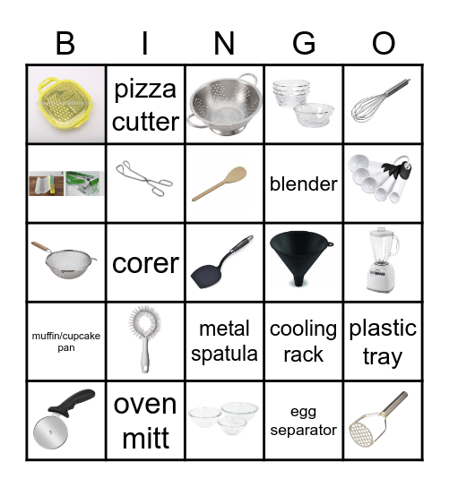 Kitchen Equipment Bingo Card