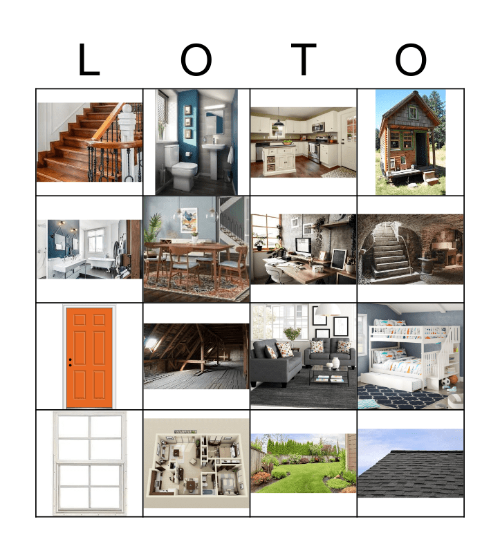 Loto: Les pièces de la maison Bingo Card