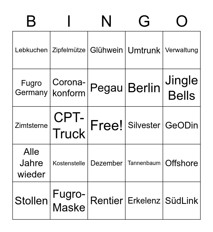 Weihnachtsbingo Card