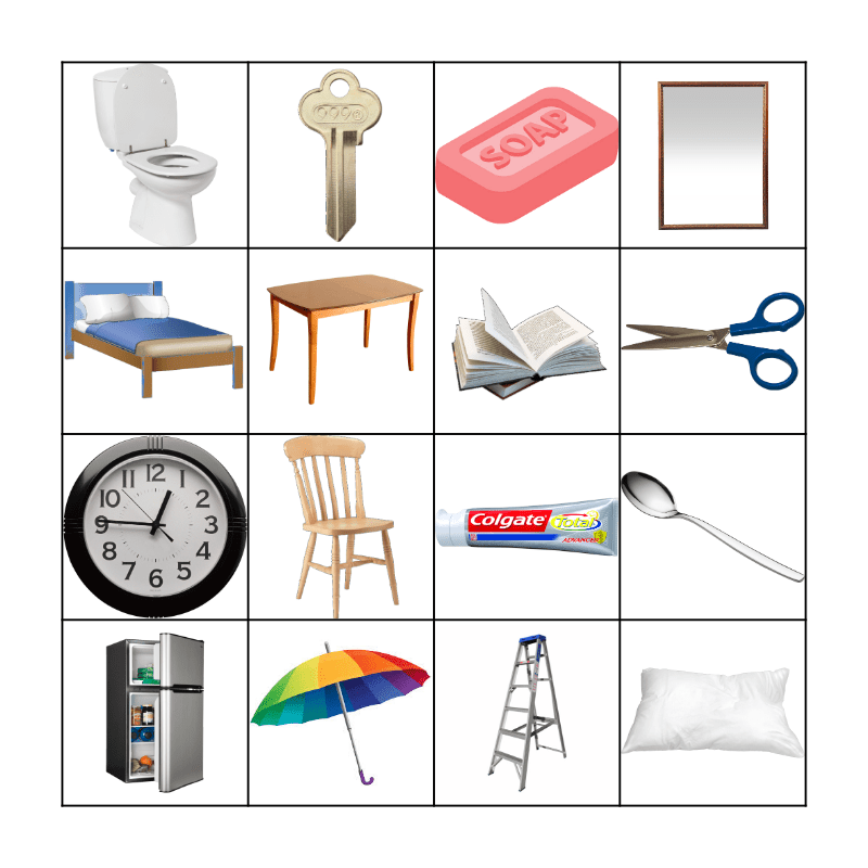 House Items Bingo! Bingo Card