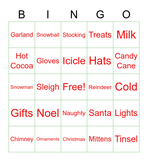 Holiday Bingo Card