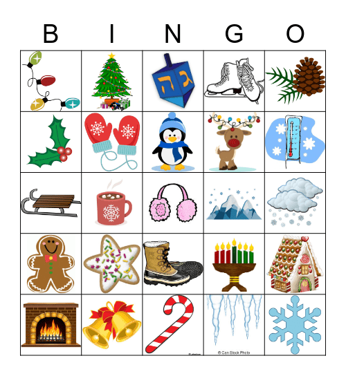 Winter Class Party BINGO Card