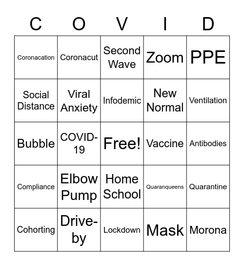 GaP Holiday COVID Virtual Bingo Card