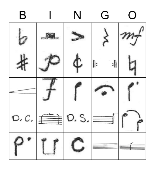 Music Symbols Bingo Card