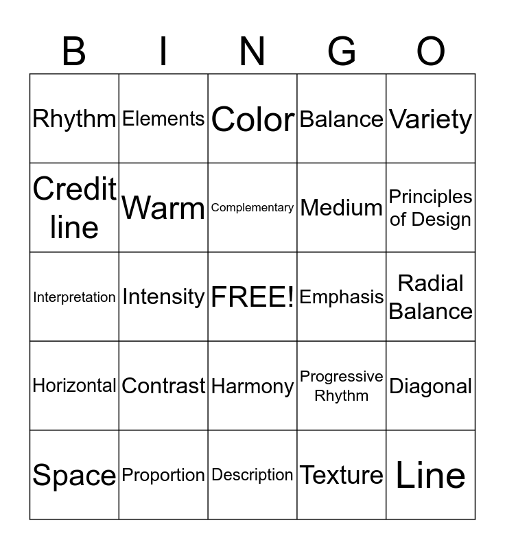 ART Bingo Card