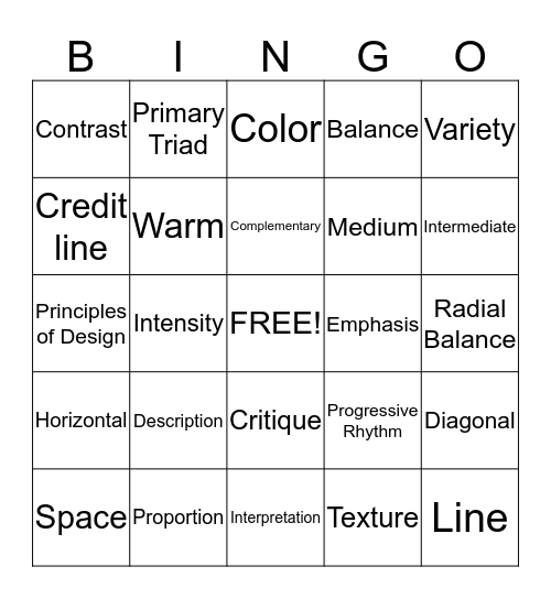 ART Bingo Card