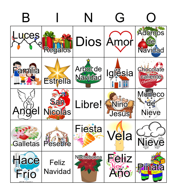 Spanish Christmas Bingo Card