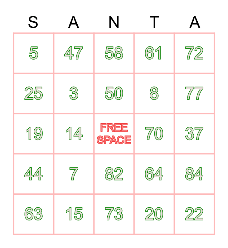 Criterion Winter Bingo Card