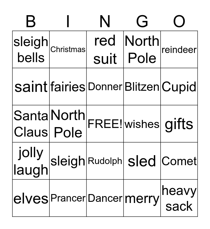 SANTA Bingo Card
