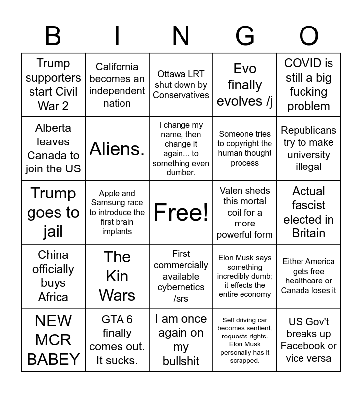 2021 Bingo Card