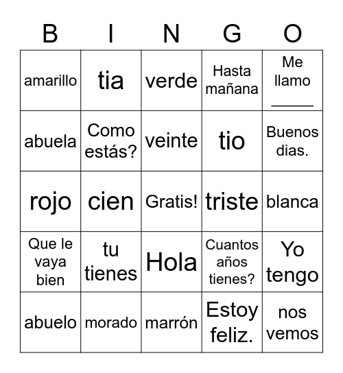 Feliz Navidad Bingo Card