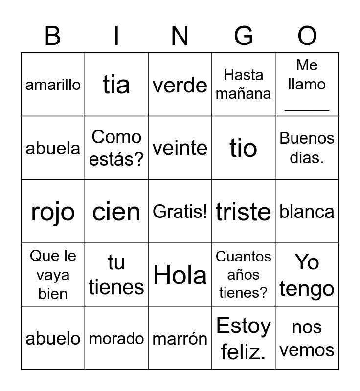 Feliz Navidad Bingo Card