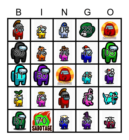 Among us Bingo Card