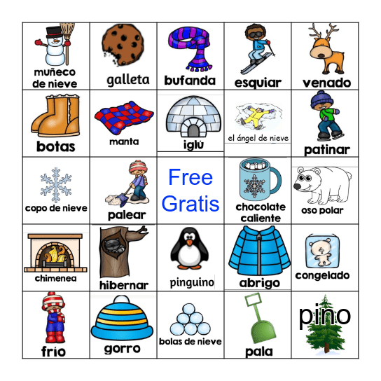 Invierno/Winter Lotería Bingo Card