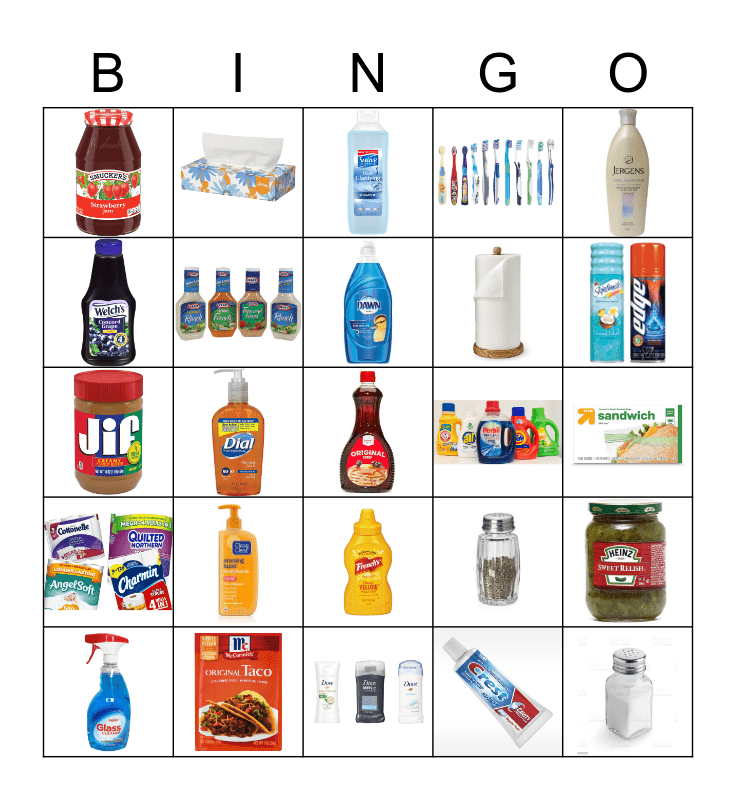 Grocery 76-100 Bingo Card