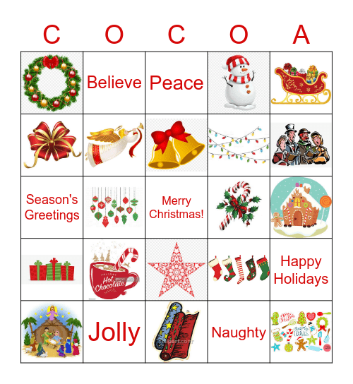 Hot Cocoa and Reindeer Games Bingo Card