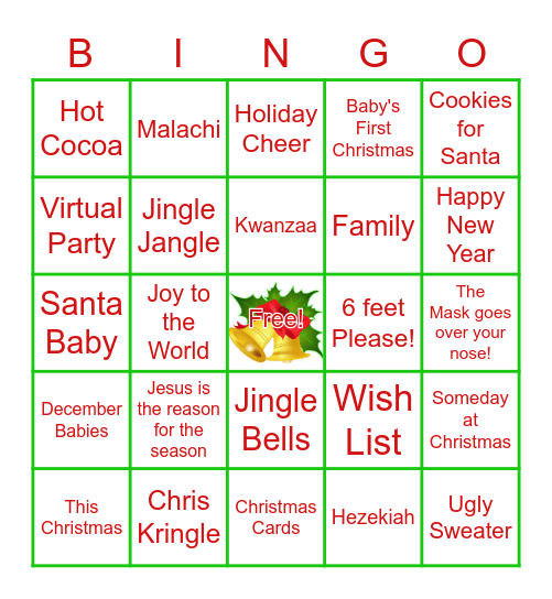 Family Christmas Bingo Card
