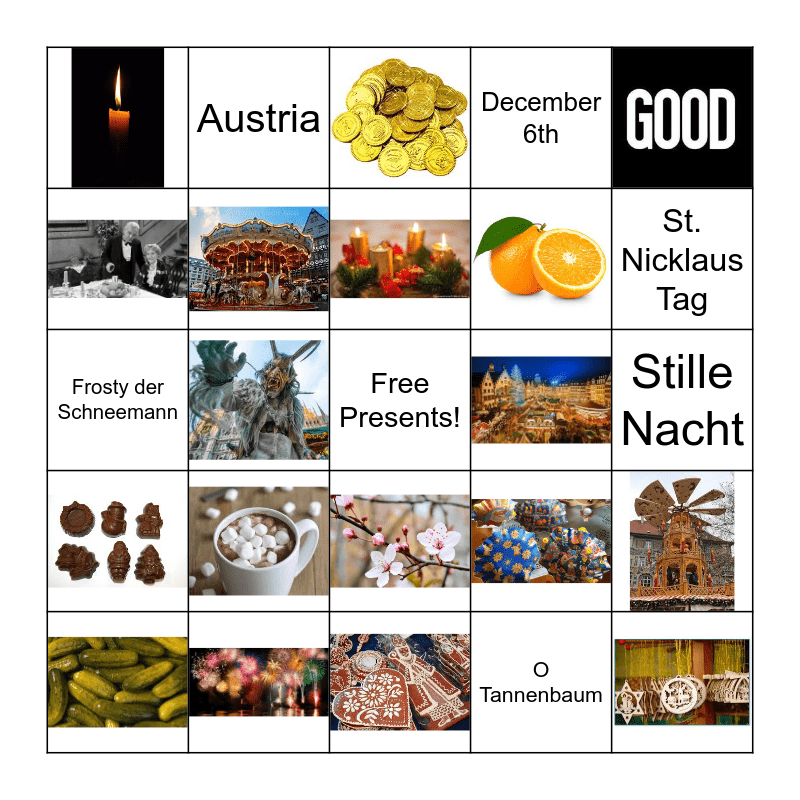 German Traditions Bingo Card