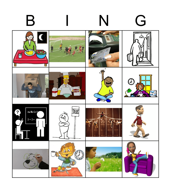 Common -ar verbs Bingo Card