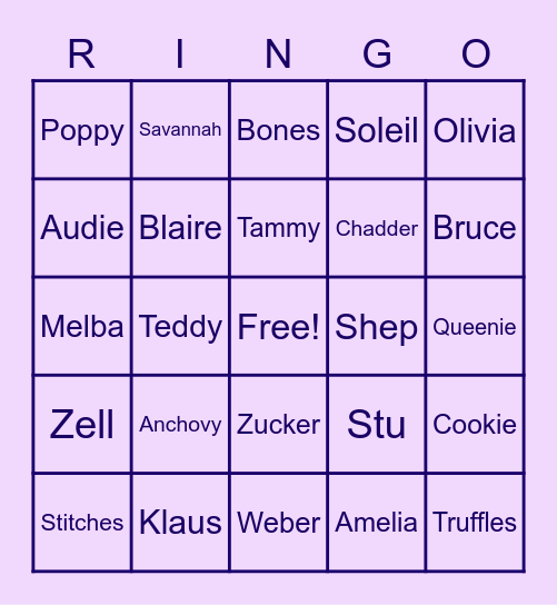Ringo #2 Bingo Card