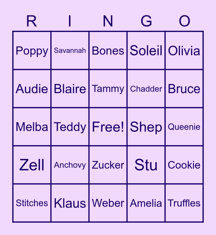Ringo #2 Bingo Card