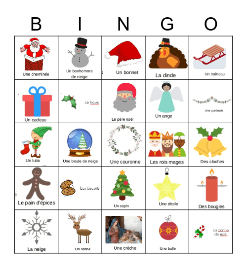 Bingo de Noël Bingo Card