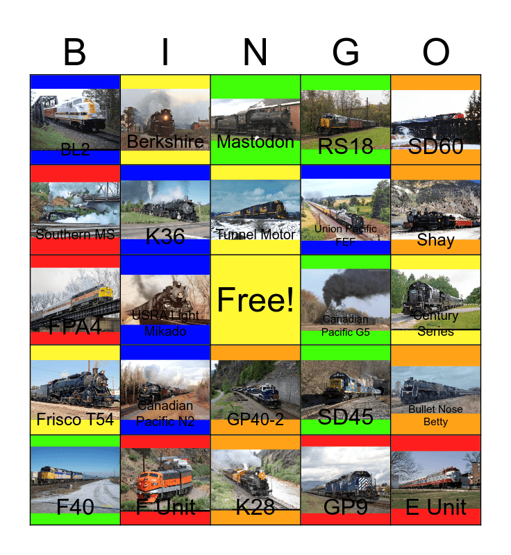 Accelerating Passenger Trains around North America Bingo Card