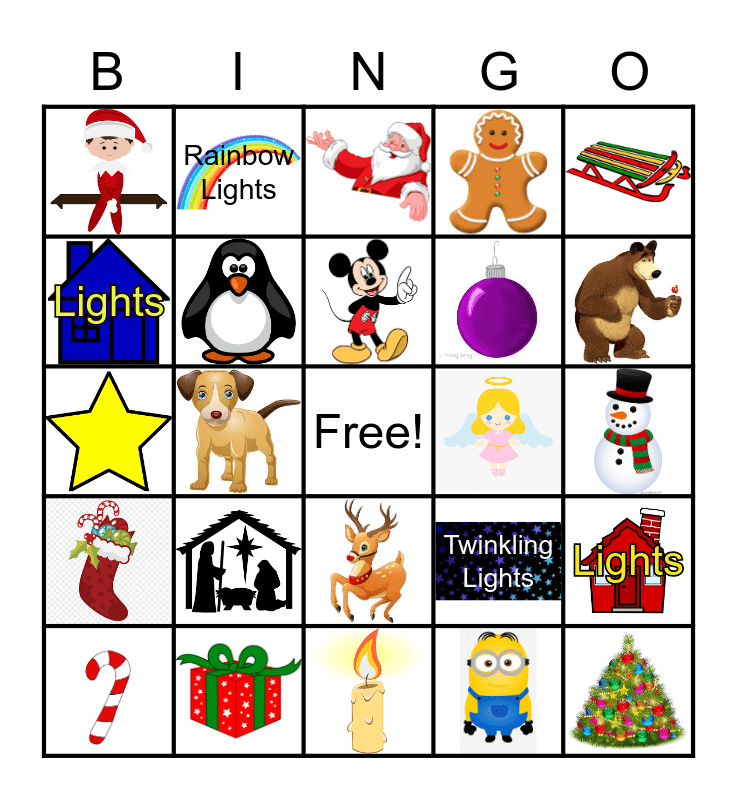 Christmas Lights Bingo Card