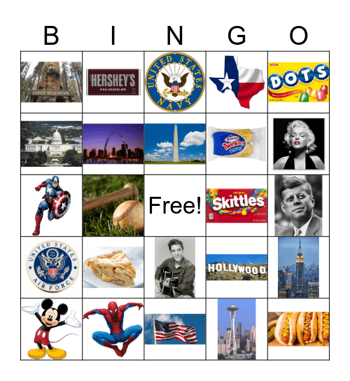52 Bingo ~ American Symbols! Bingo Card