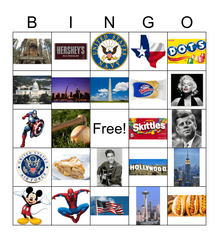 52 Bingo ~ American Symbols! Bingo Card