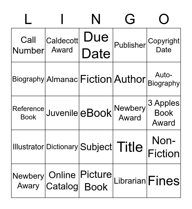 LIBRARY LINGO! Bingo Card
