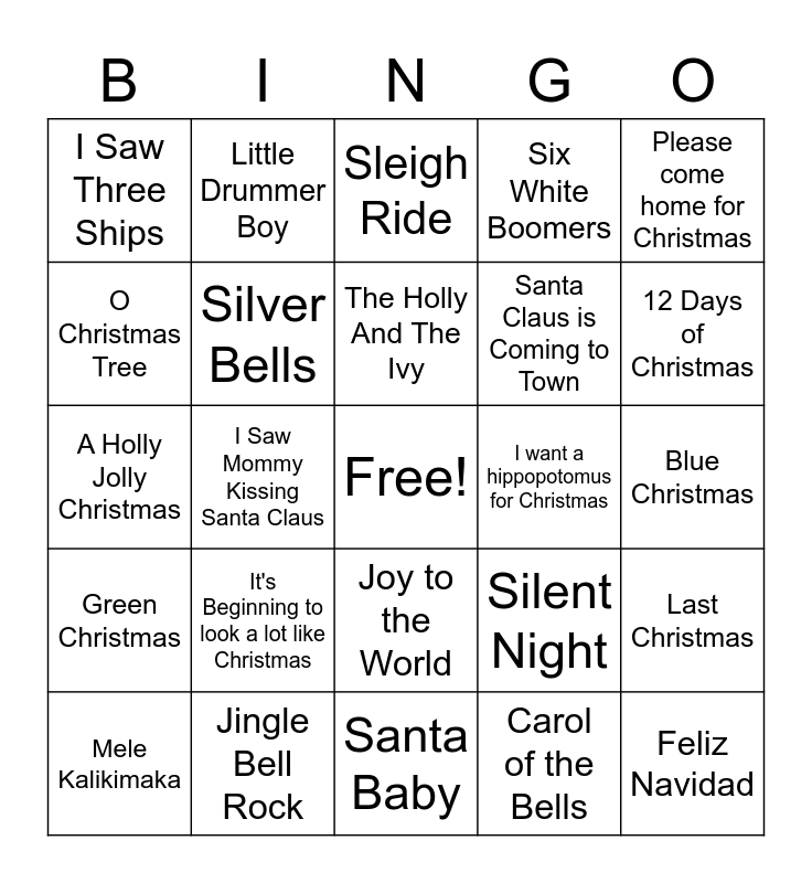 Family Christmas Bingo! Bingo Card