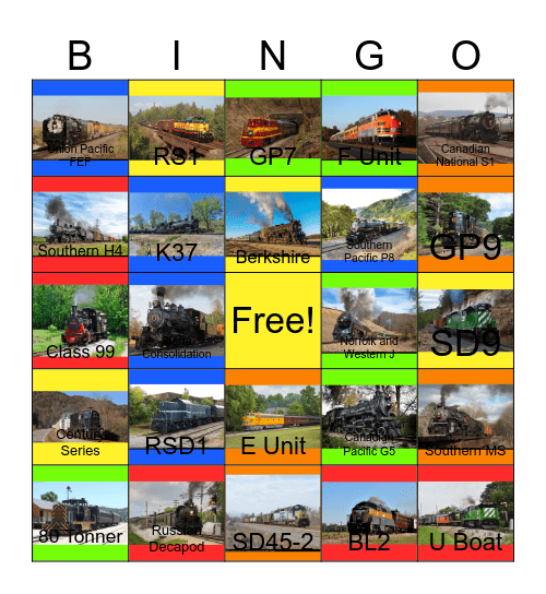 Railroad Museums around the U.S.A Bingo Card