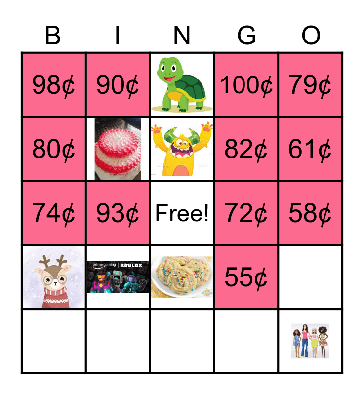 Counting coins Bingo Card
