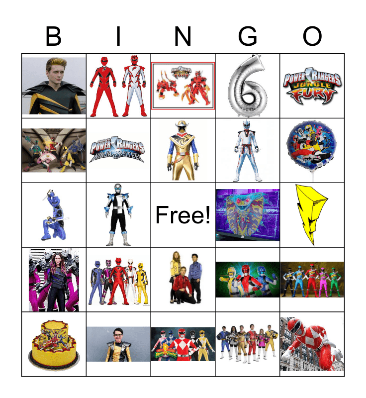 Power Rangers Bingo Card