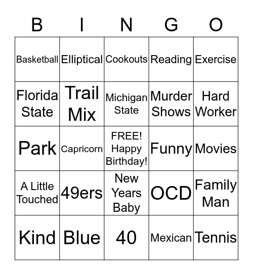 Happy 40th Birthday! Bingo Card