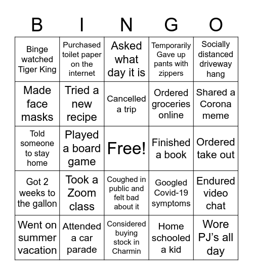2020 Bingo Card