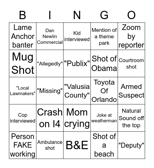 Local News Bingo Card