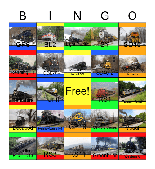 Railroads of Pennsylvania Bingo Card