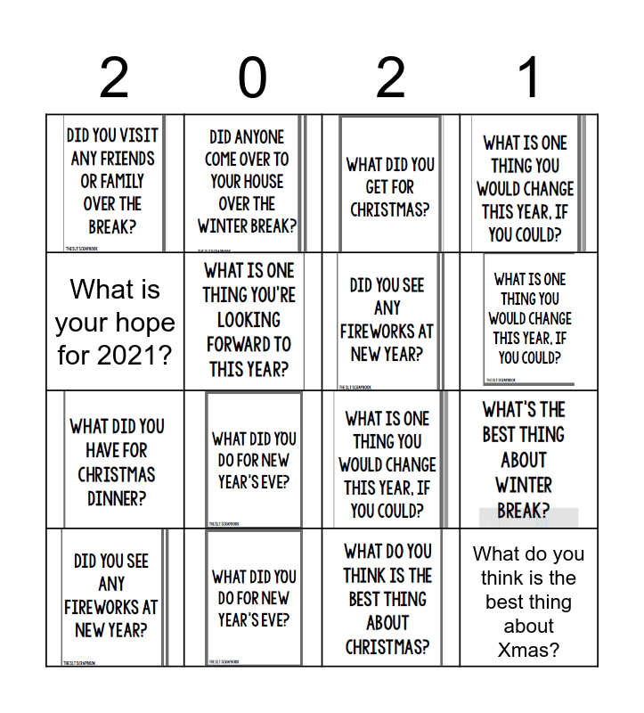 Conversation Starters Bingo Card
