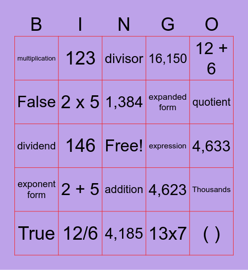 5th Grade Review Bingo Card 5th Grade Review Bingo Card