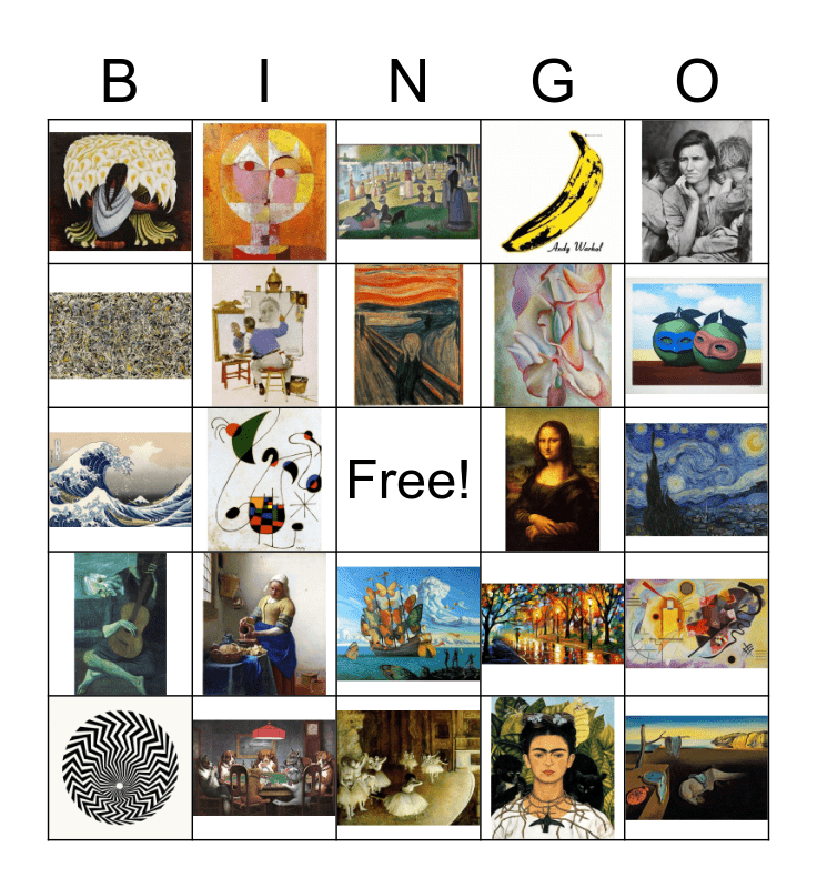 Art Bingo Card