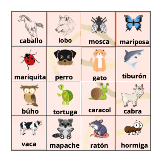 Los Animales Bingo Card