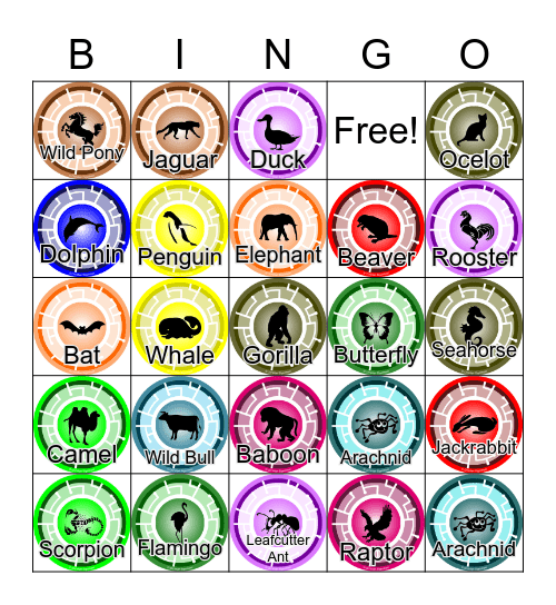 Wild Kratts Creature Power Discs Bingo Card
