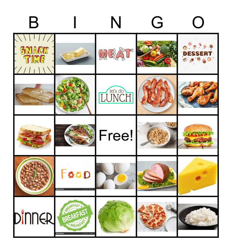 Food Vocabulary 1 Bingo Card
