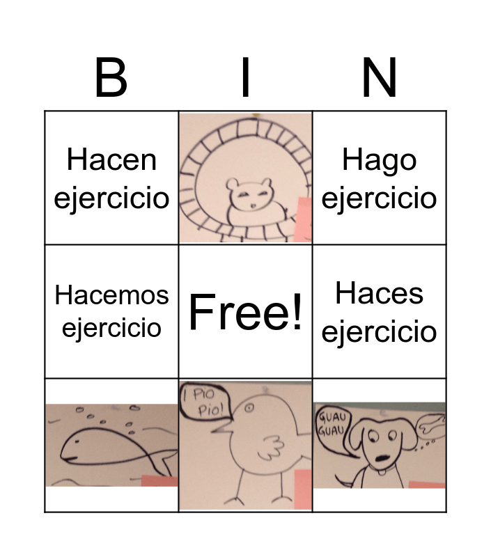 Las mascotas y el presente del verbo HACER Bingo Card